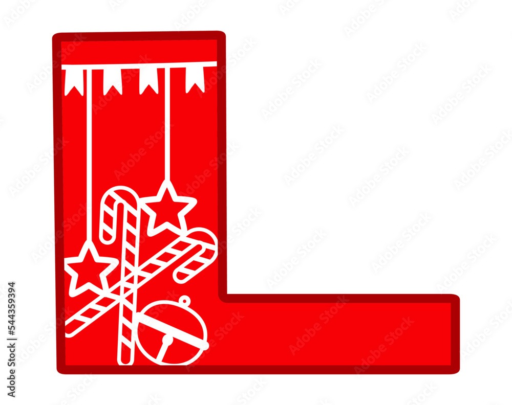 Capital letter L of the English alphabet. Christmas design, name ...