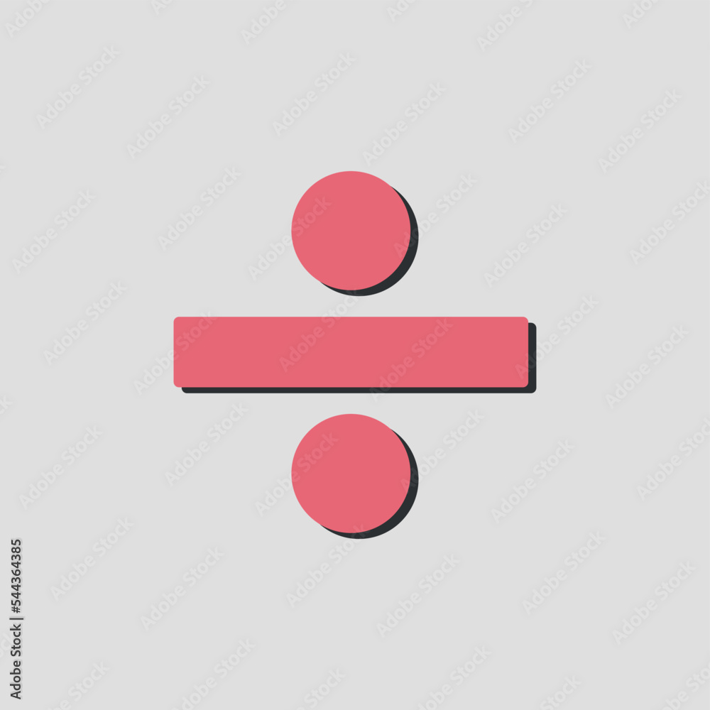 Vector illustration of division symbol, mathematical operation, exact ...