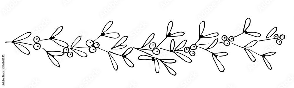 Simple hand drawn vector drawing in black outline. Horizontal long ...