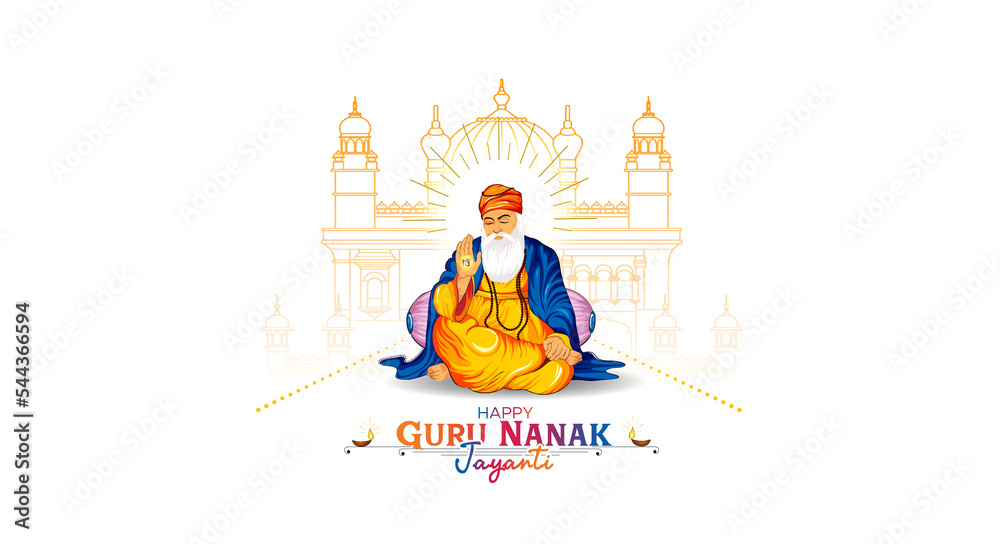Happy Guru Nanak Jayanti festival poster design. India hindu Sikh ...