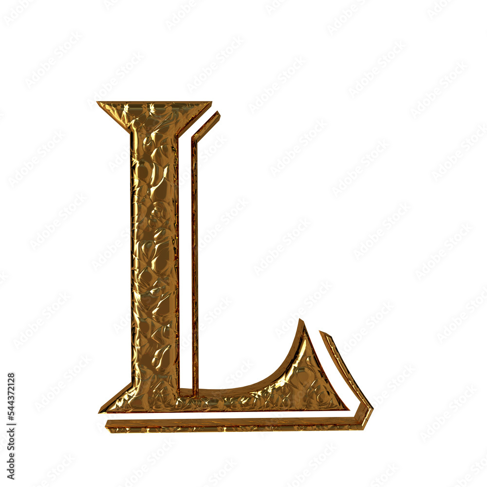Fluted gold letters. front view. letter l Stock Illustration | Adobe Stock