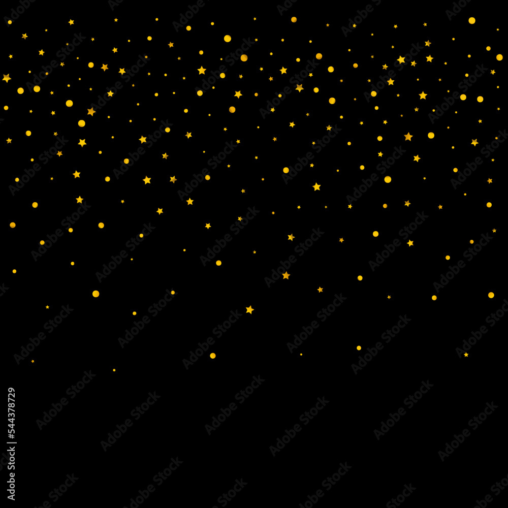 Gold Stars Paper Vector Black Background. Falling Stock Vector | Adobe ...