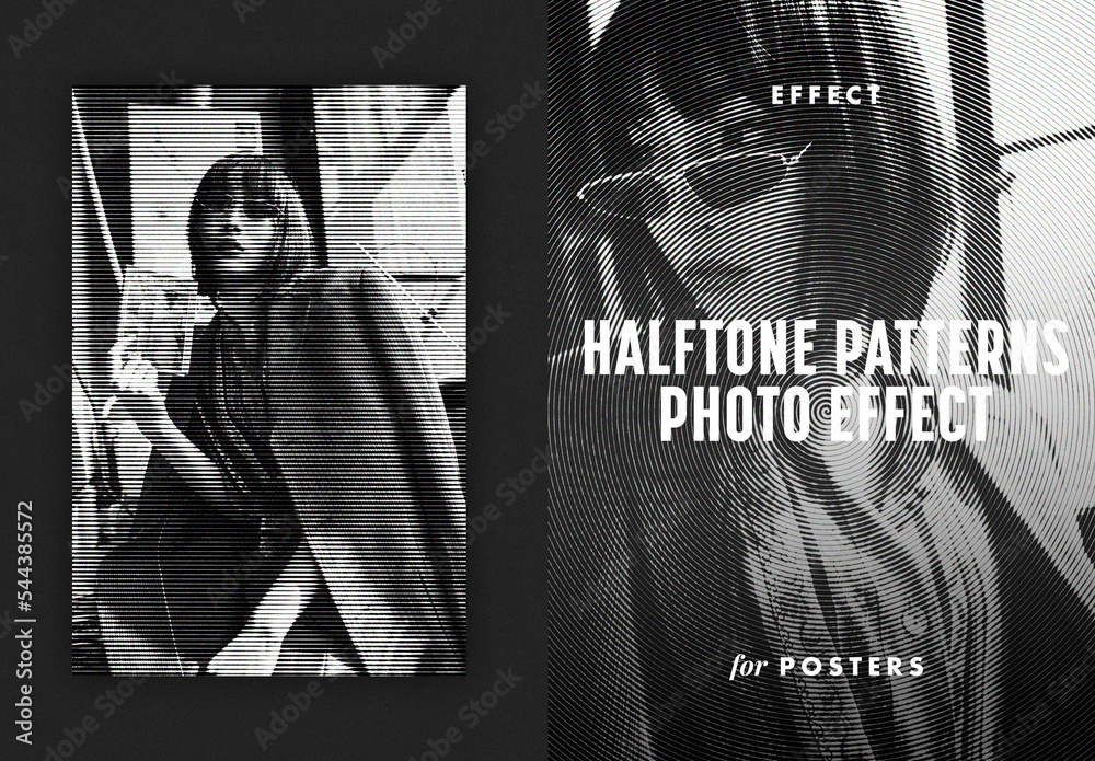 Halftone Patterns Poster Photo Effect Mockup Stock Template | Adobe Stock