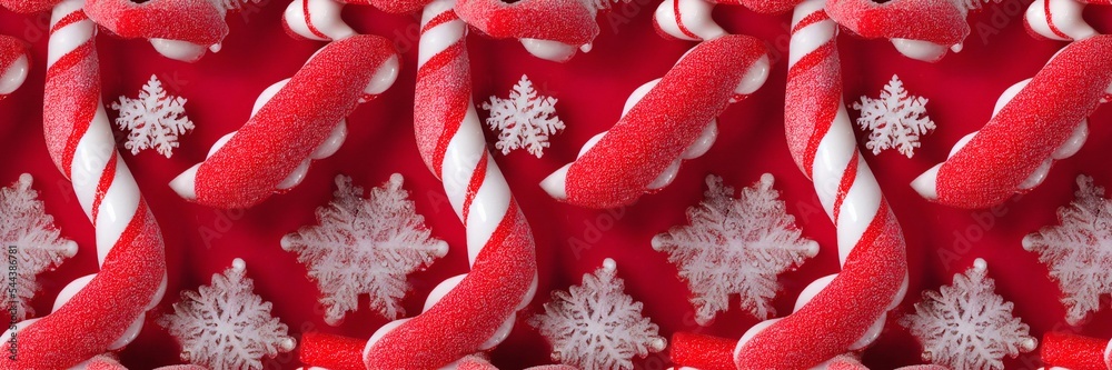 Seamless red background of white-red Candy canes christmas decoration ...