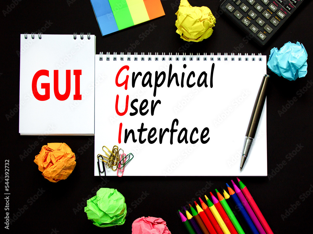 GUI graphical user interface symbol. Concept words GUI graphical user ...