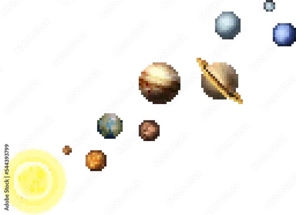 Solar System 8 Bit Arcade Video Game Pixel Art Stock Illustration ...