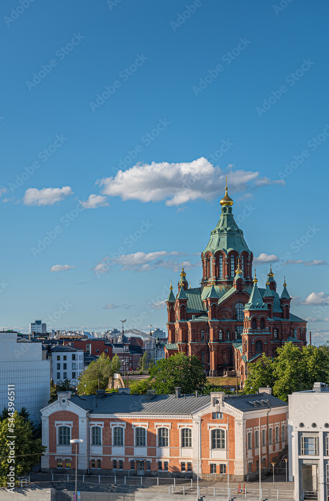 Helsinki, Finland - July 19, 2022: Red brick and green roofed Russian ...