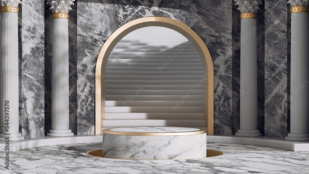 3D background mockup with marble product podium for cosmetics display ...