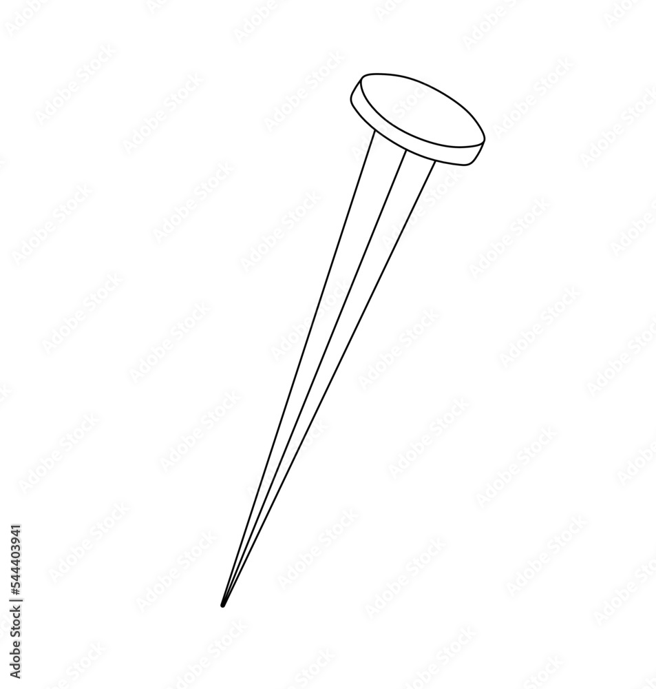 Vector isolated one single sharp nail pin peg with round cap colorless ...
