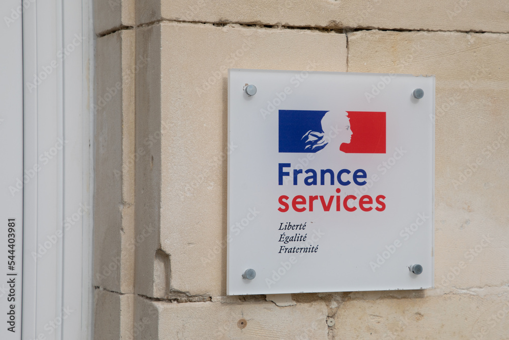 France services logo text and brand sign on entrance public building ...