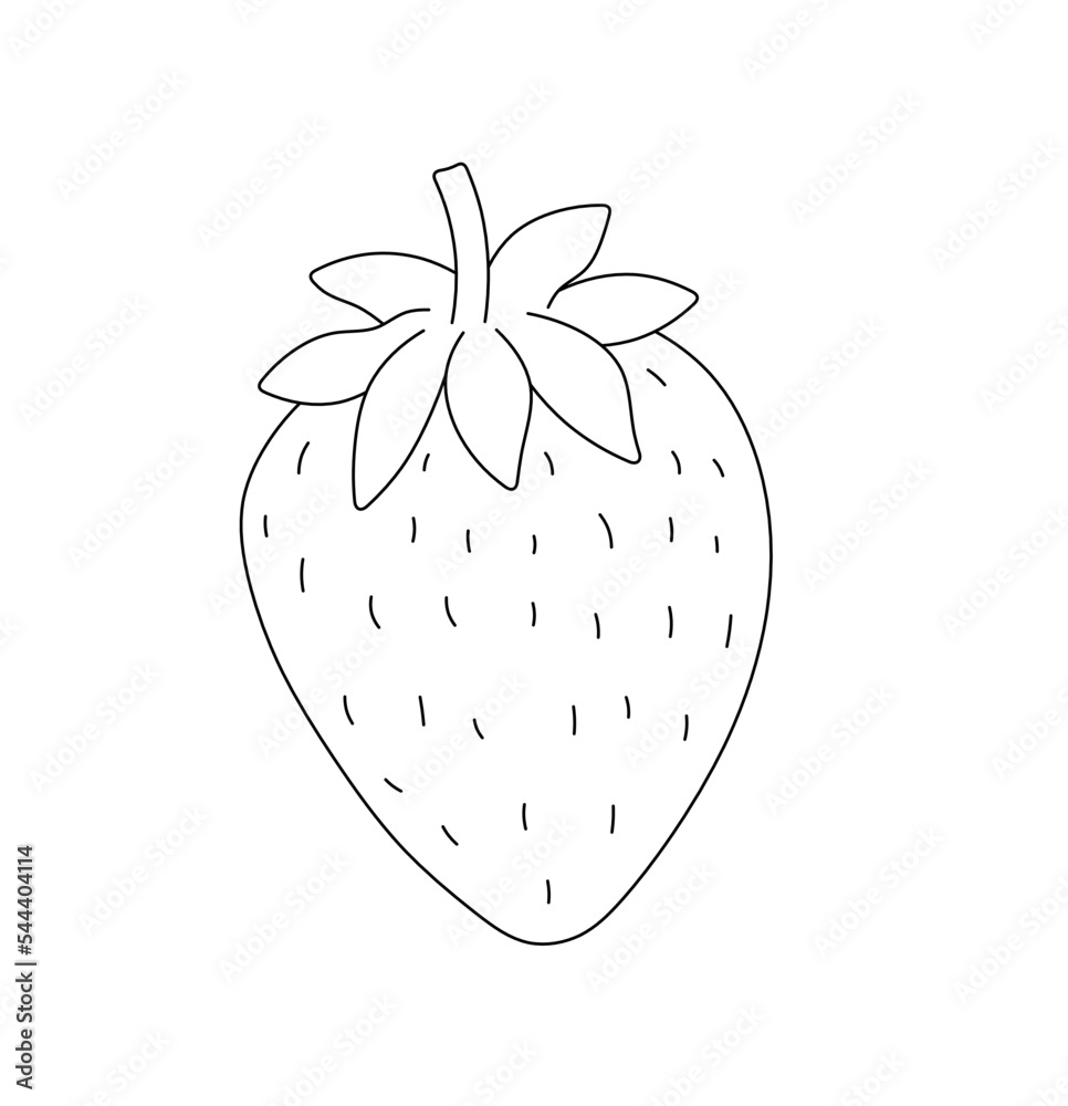 Vector isolated one simple strawberry berry with sepal and seeds ...