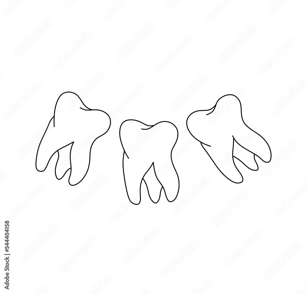 Vector isolated three teeth row garland colorless black and white ...