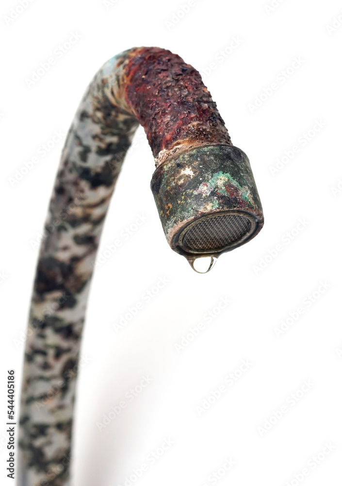 Rusted faucet, Corrosion rusted faucet on white background. Water ...