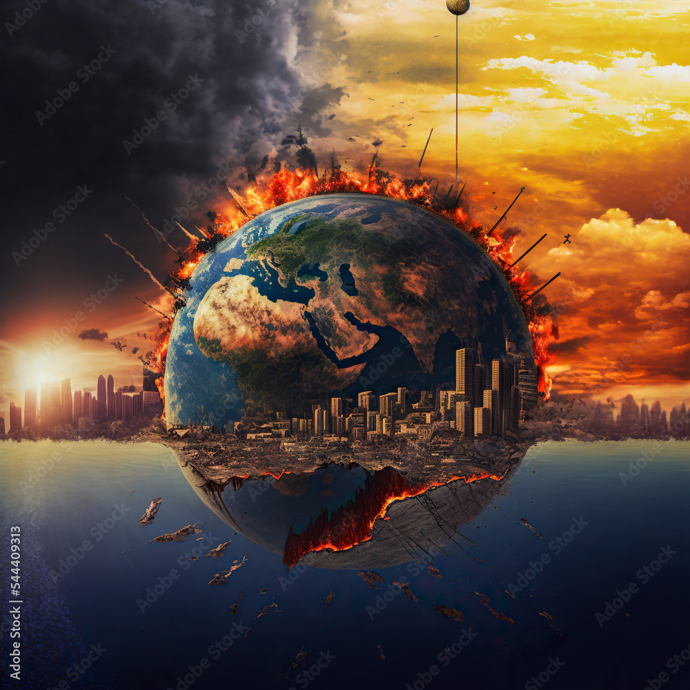 Climate change concept art - illustration of global warming Stock ...
