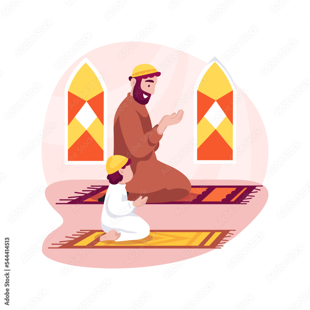 Teaching kids to pray isolated cartoon vector illustration. Stock ...