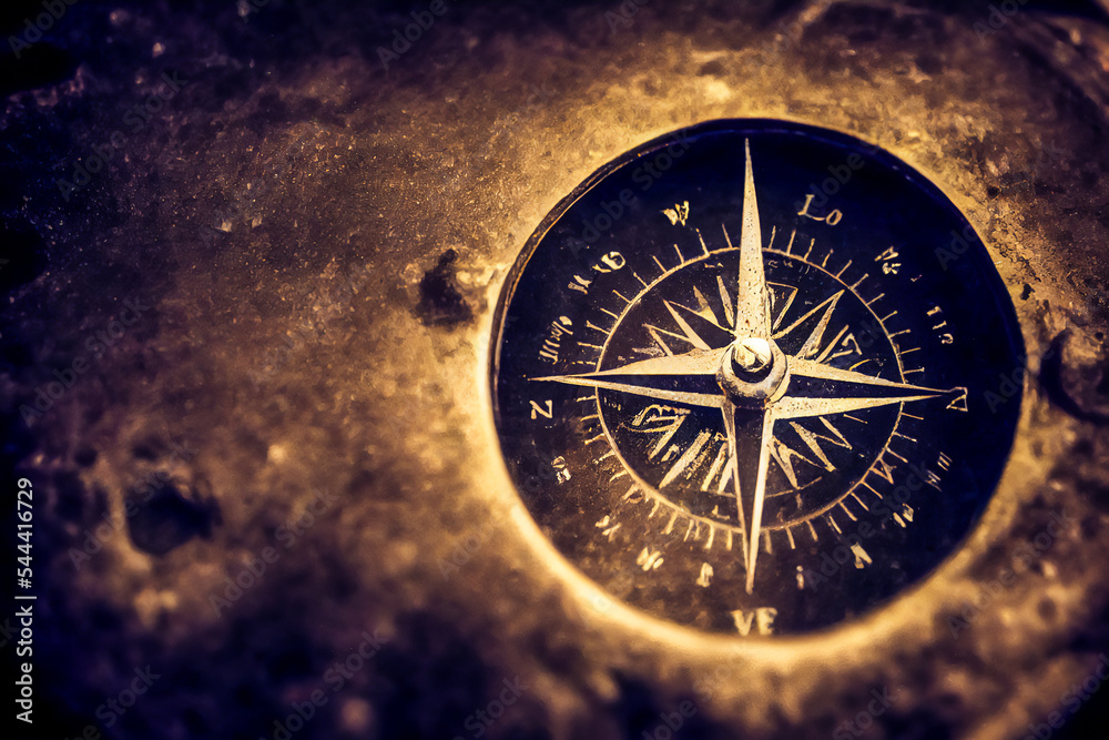 Elegant and ancient compass symbol of geographical exploration on a ...
