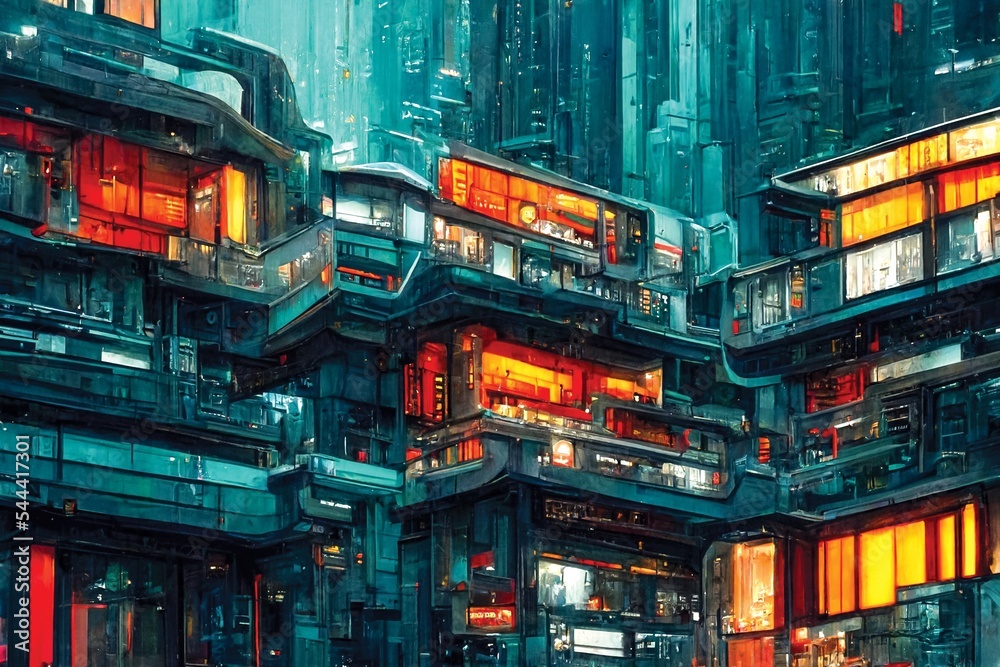 Cyberpunk wallpaper, futuristic town, cyberspace pattern, blue yellow ...