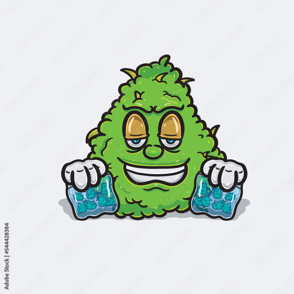 Weed Cartoon With Cannabis Packaging. Stock Vector | Adobe Stock