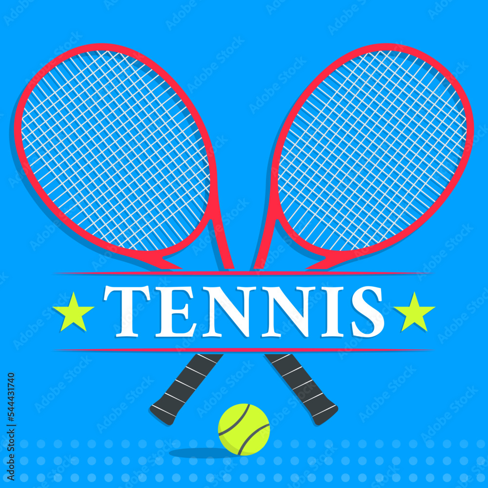 Tennis logo, label or poster with crossed rackets and ball. Sport ...
