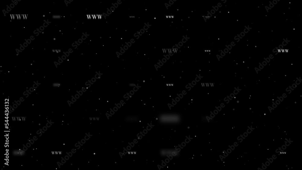 Template animation of evenly spaced www symbols of different sizes and ...