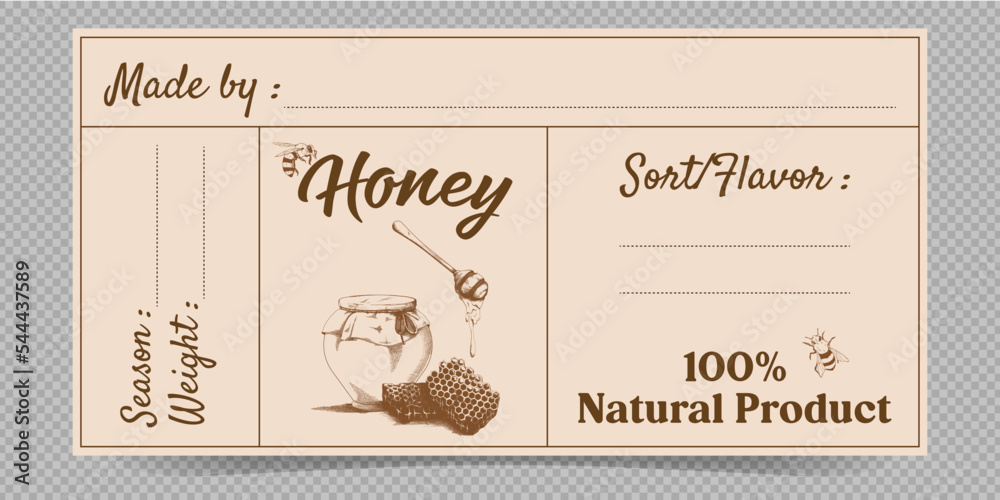 Vector colorful set of honey labels. Front and back labels templates ...