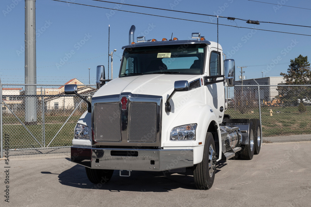 Kenworth Semi Tractor Trailer Trucks on display at a dealership ...