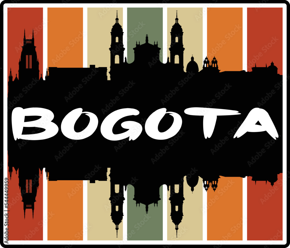 Bogota Colombia Skyline Sunset Travel Souvenir Sticker Logo Badge Stamp ...