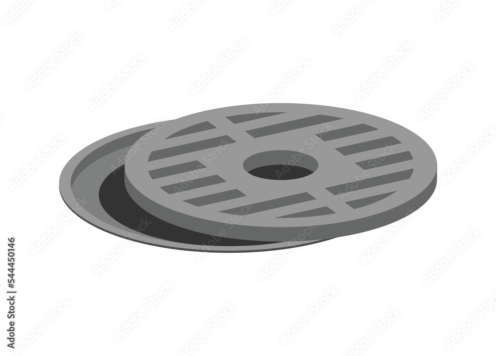 Opened manhole cover. Simple flat illustration. Stock Vector | Adobe Stock