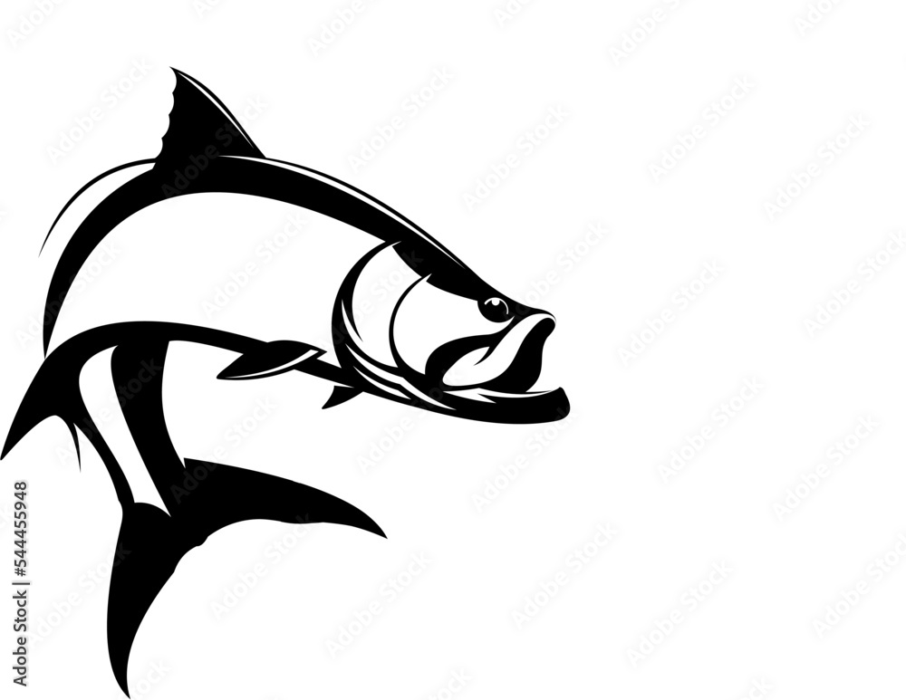 Tarpon Fishing logo Vector. Unique and fresh tarpon fish jumping out of the water. Great to use ...