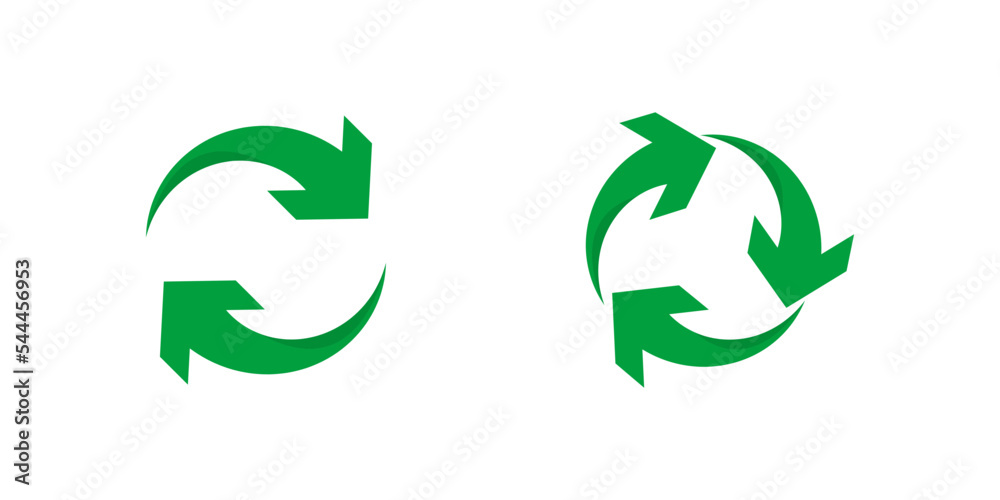 Set of green recycling signs, arrow icons.The Universal Recycling ...