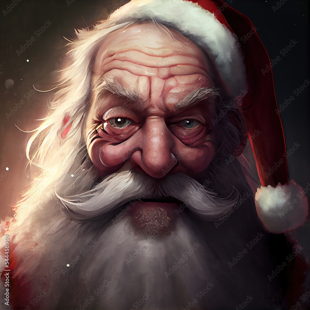 Digital illustration of dirty bad creepy homeless santa claus Stock ...