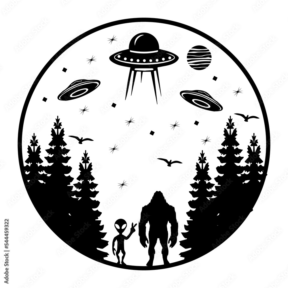 Alien under the moon Svg, Alien Svg, Big Foot svg, UFO Svg, Bigfoot and ...