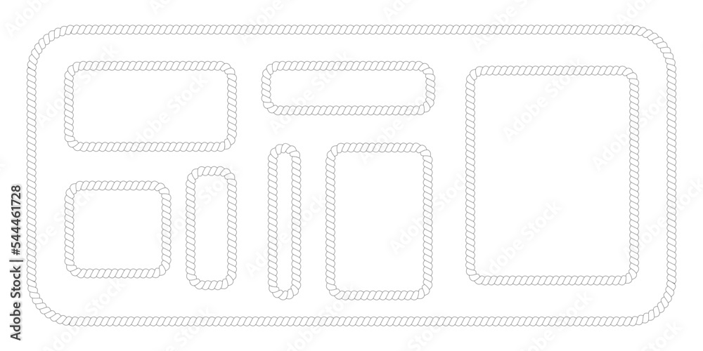 Set of rectangle rope frames for photo in retro yacht style. Nautical ...