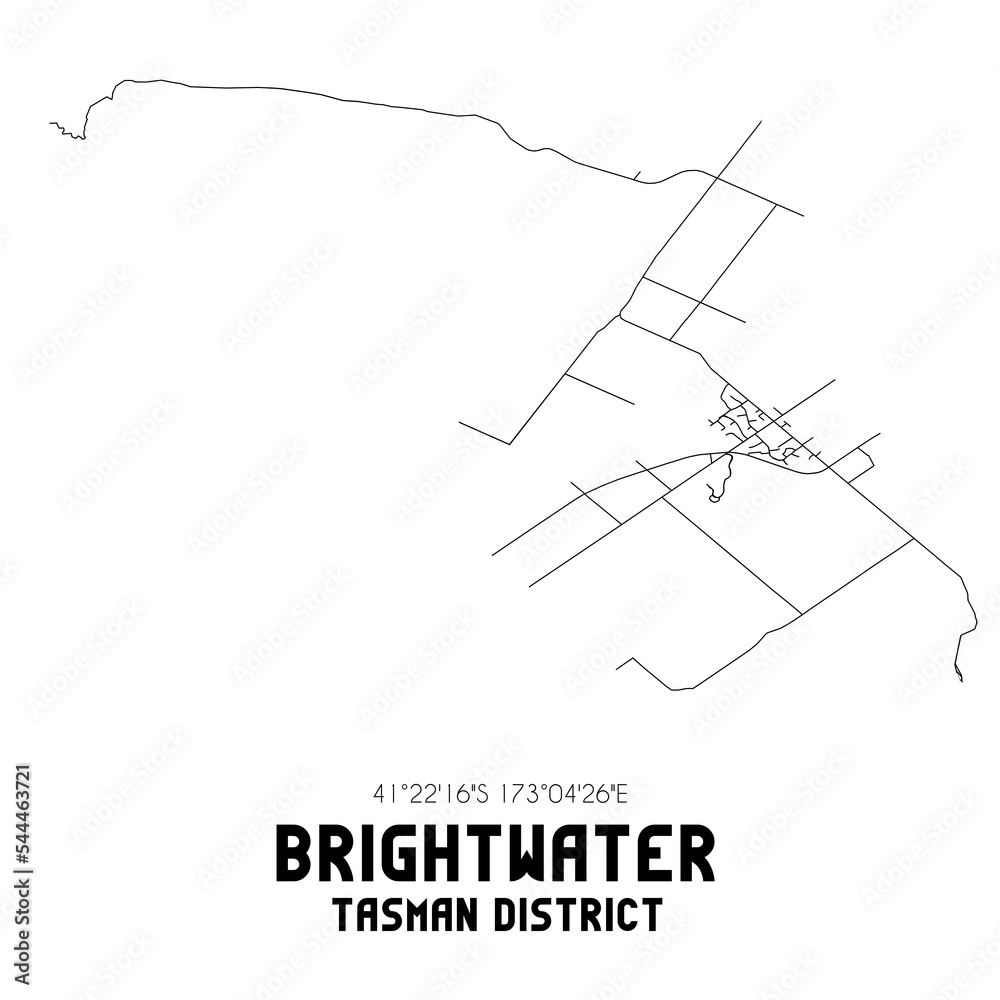 Brightwater, Tasman District, New Zealand. Minimalistic road map with ...
