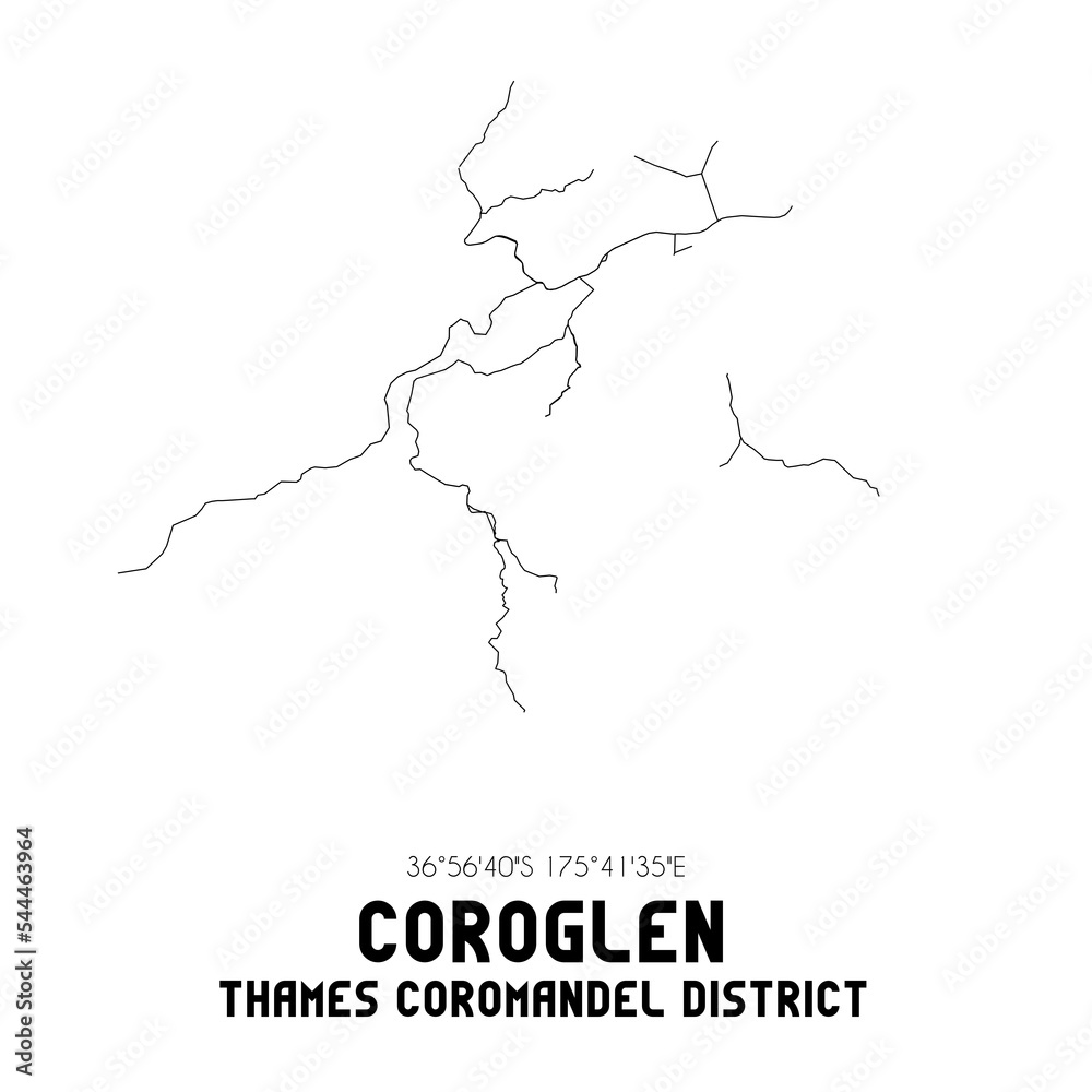 Coroglen, Thames-Coromandel District, New Zealand. Minimalistic road ...
