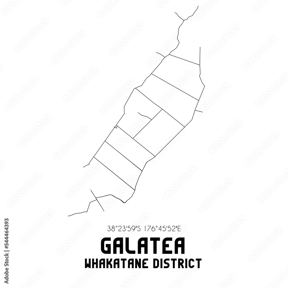 Galatea, Whakatane District, New Zealand. Minimalistic road map with ...