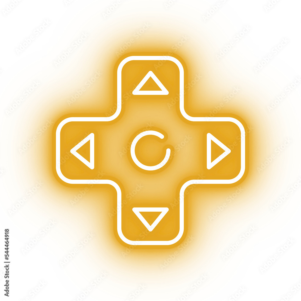 Neon yellow d-pad icon, arrow buttons on transparent background Stock ...