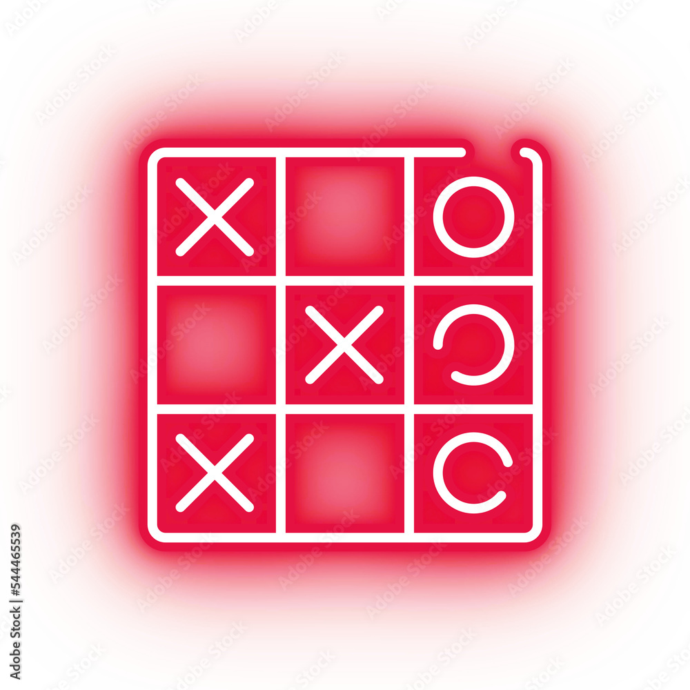 Neon red noughts and crosses game, tic tac toe on transparent ...