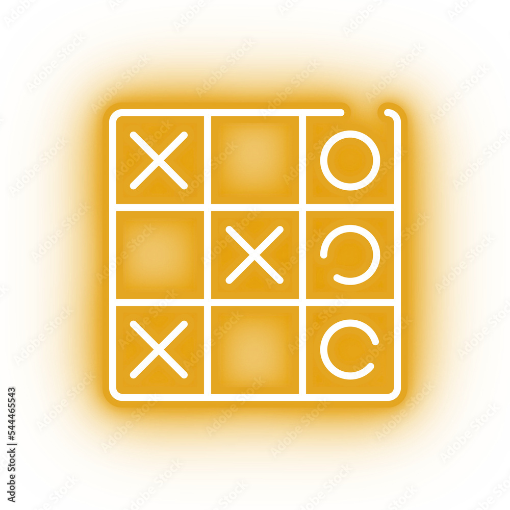 Neon yellow noughts and crosses game, tic tac toe on transparent ...