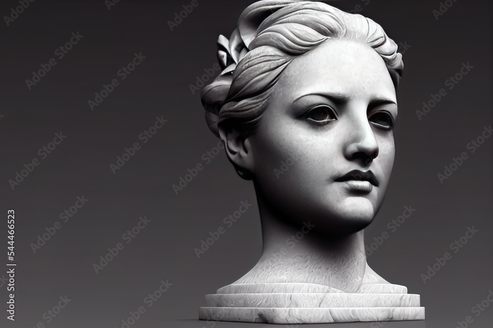 Abstract concept illustration of faceless marble classical bust on ...