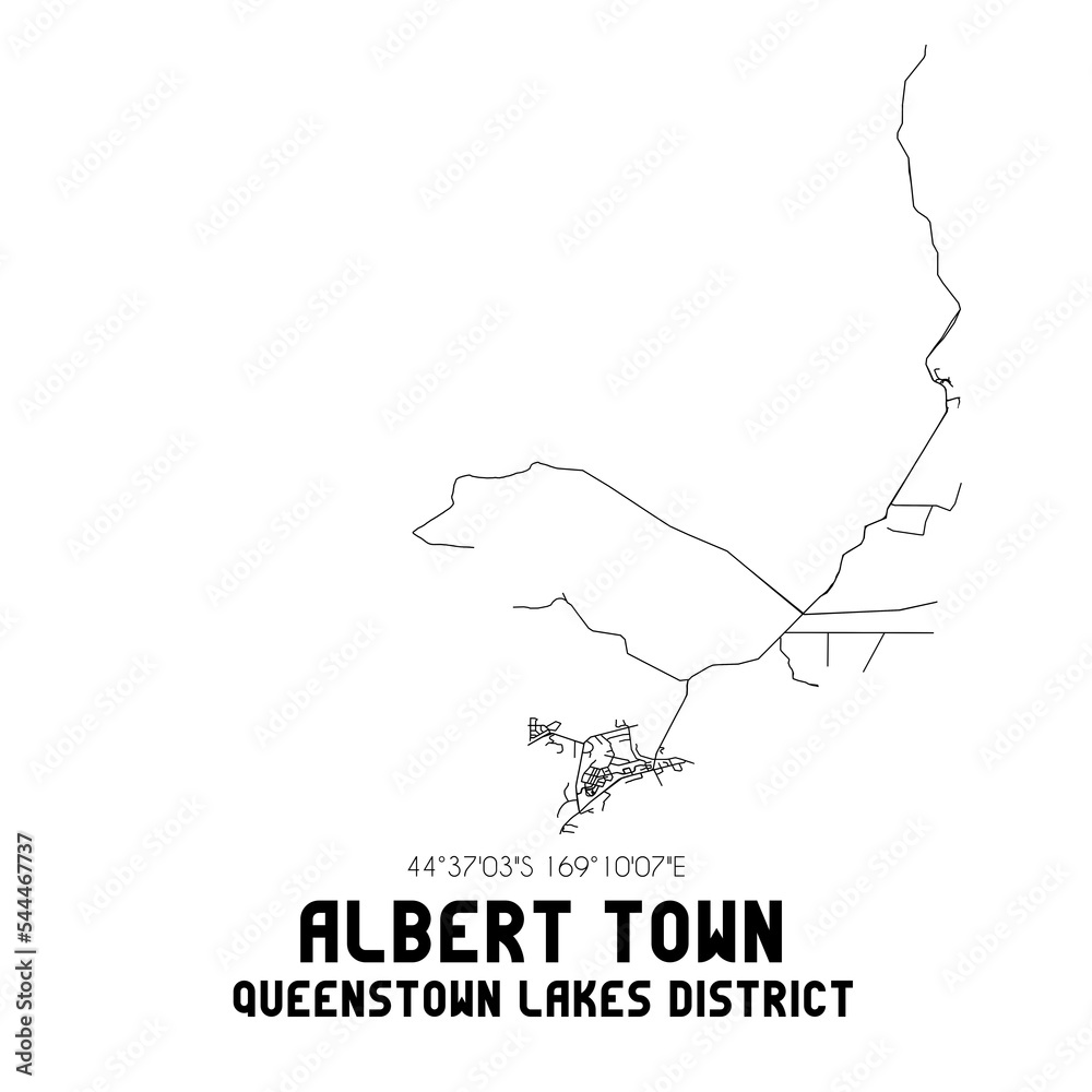Albert Town, Queenstown-Lakes District, New Zealand. Minimalistic road ...