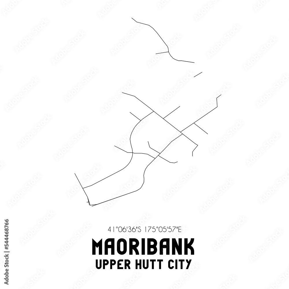 Maoribank, Upper Hutt City, New Zealand. Minimalistic road map with ...