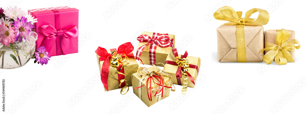 Gift boxes on transparent background .Happy birthday, Christmas, New ...