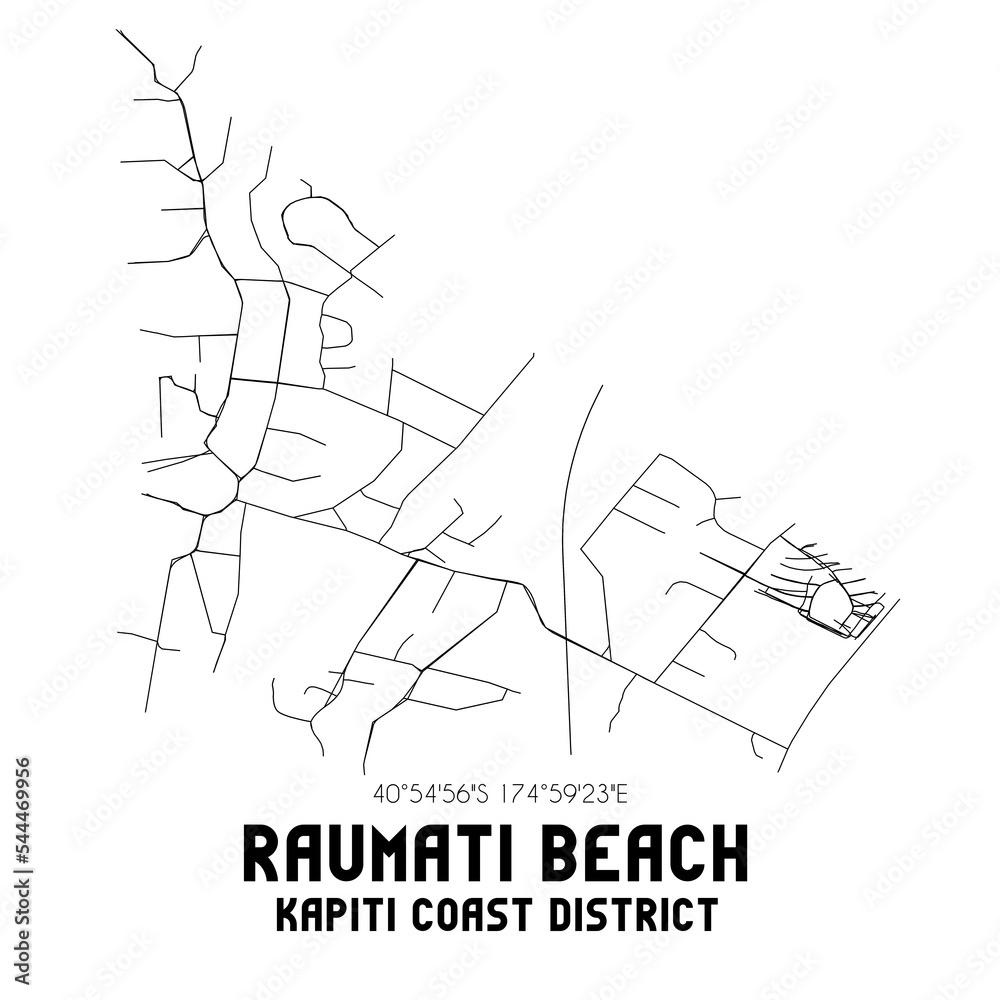Raumati Beach, Kapiti Coast District, New Zealand. Minimalistic road ...