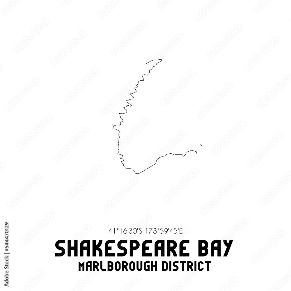 Shakespeare Bay, Marlborough District, New Zealand. Minimalistic road ...