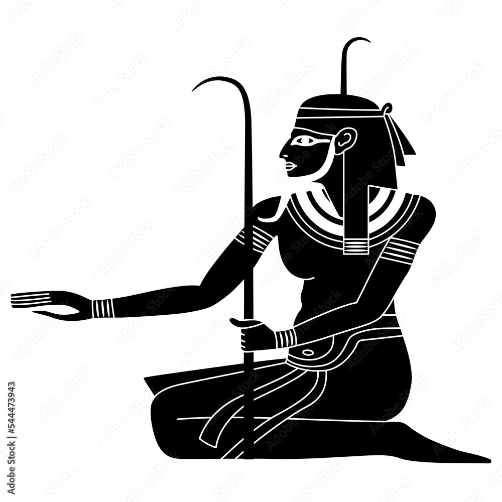 Ancient Egyptian Nile god Hapi. Isolated vector illustration. Black and ...