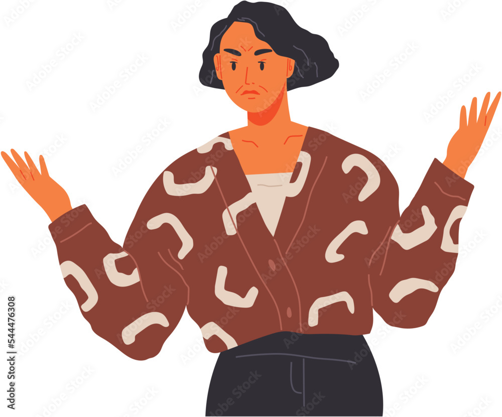 Woman is angry. Discontent. Vector disgruntled female character in ...