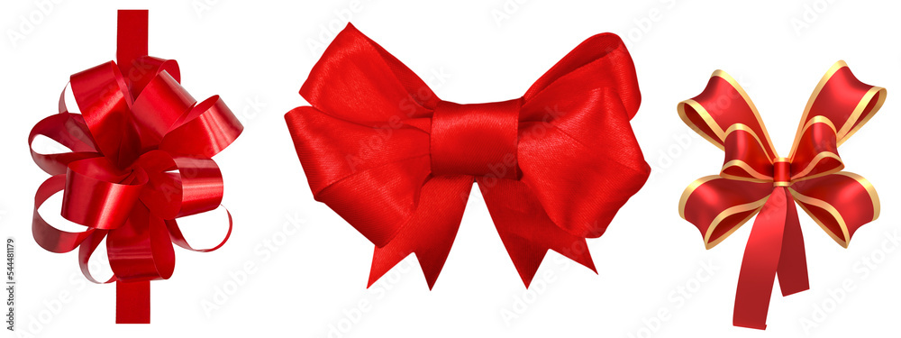 red ribbon bow with transparent background.ribbon collection for ...