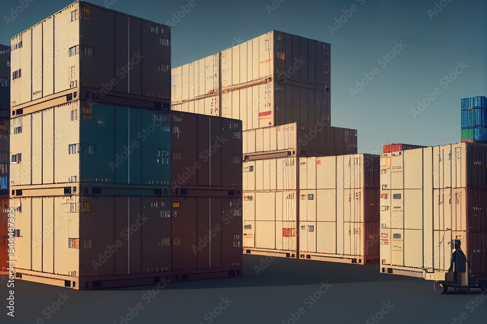 Cargo delivery, logistics and distribution concept. ardboard boxes with ...