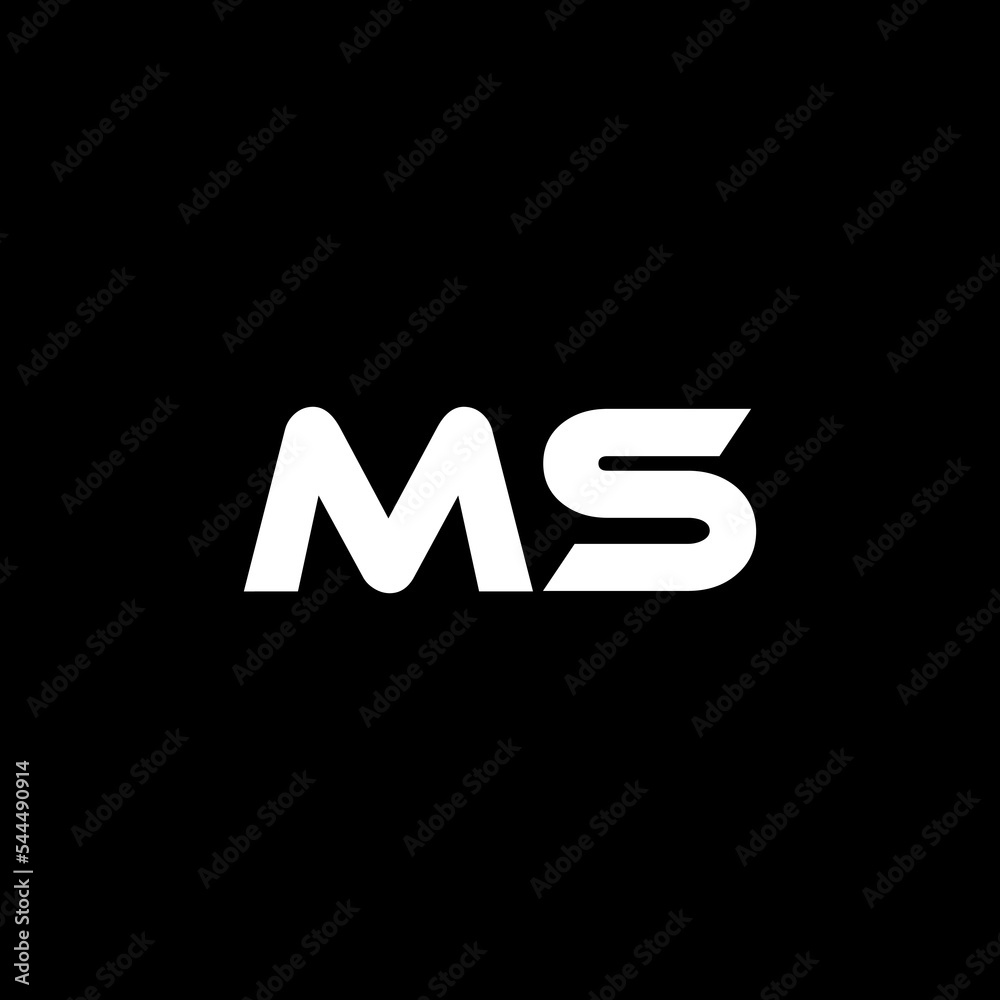 MS letter logo design with black background in illustrator, vector logo ...
